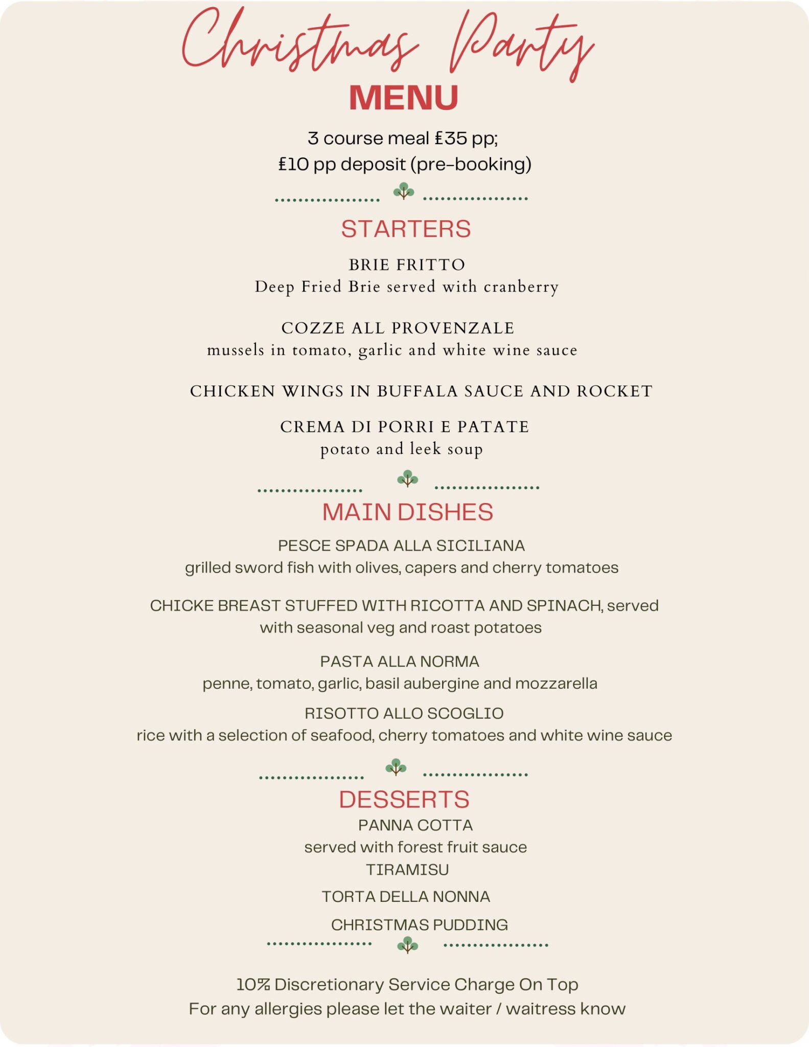 Glasshouse Bexleyheath | Menu